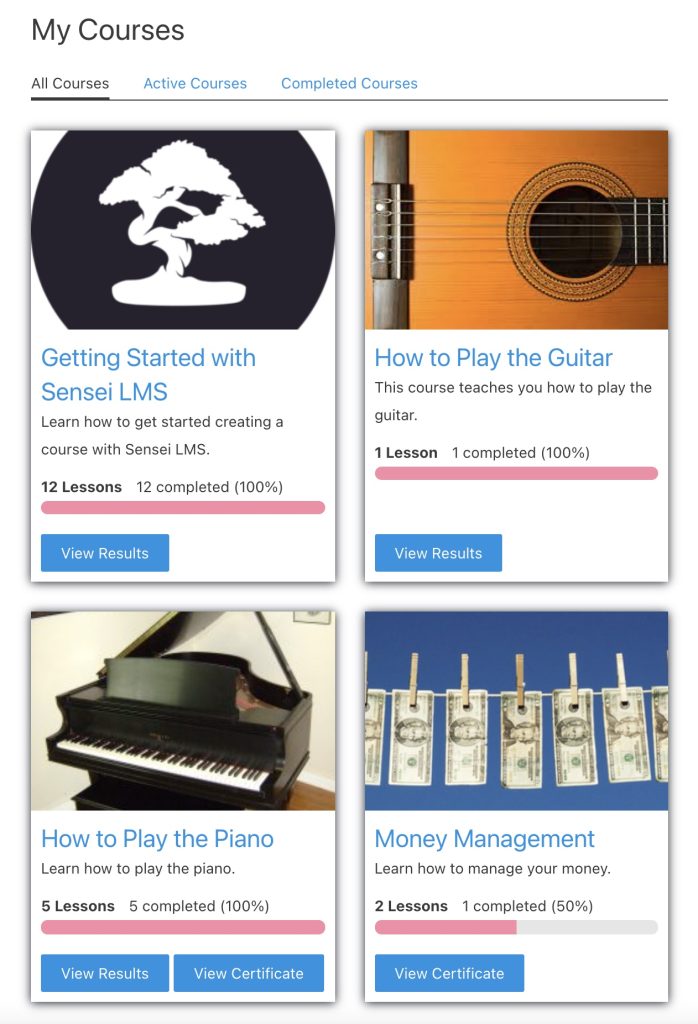 My Courses Page Gets a Grid View - Sensei LMS