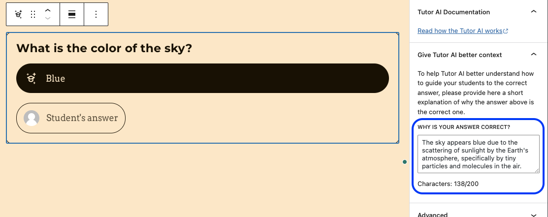 TutorAI Interactive Block - Sensei LMS